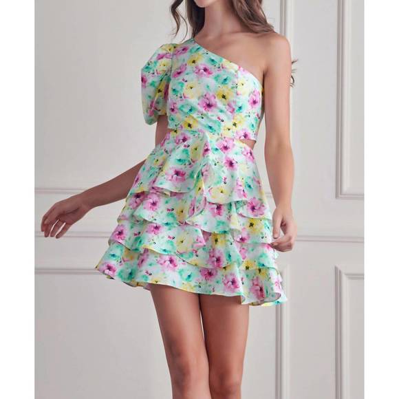 DO+BE | Dresses | New Dobe Floral One Shoulder Dress In Multi | Poshmark
